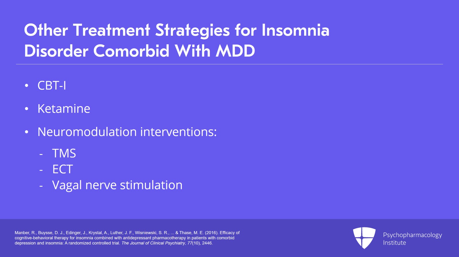 Treatment Strategies for Managing Insomnia in MDD | Psychopharmacology ...